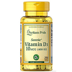 Puritan's Pride Vitamin D3 10 mcg (400 IU)-250 Tablets