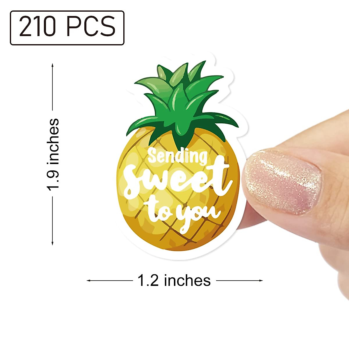 Wailozco 210 PC Cute Sending Sweet To You Business Stickers,Funny Small Business Envelopes Stickers for Business Packages/Handmade Goods/Bags ,Pineapple Theme Small Shop Business Stickers for Envelopes Seals