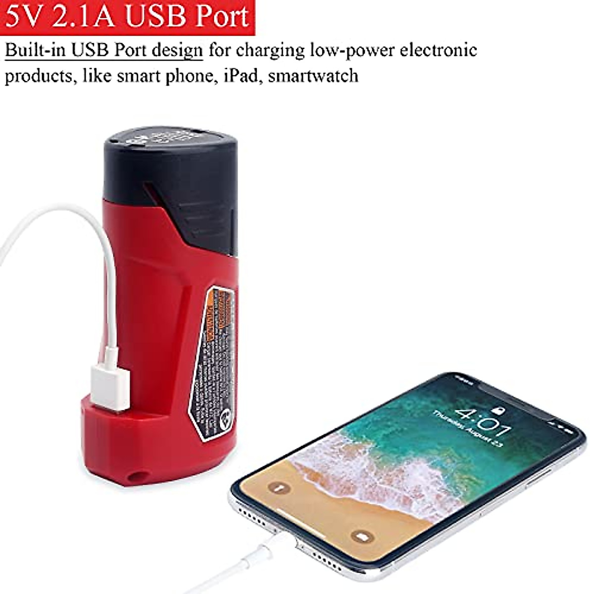 Lasica M12 Battery Charger and Portable Power Source Adapter 48-59-1201, 49-24-2310 Compatible with Milwaukee M12 12V Heated Jacket Battery (M12 USB Charger Adapter-ONLY)