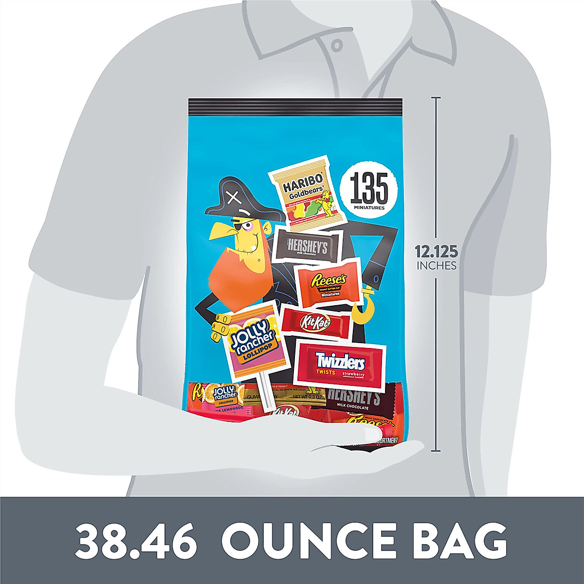 HERSHEY'S Assorted Flavored Miniatures, Halloween Candy Variety Bag, 38.46 oz (135 Piece)