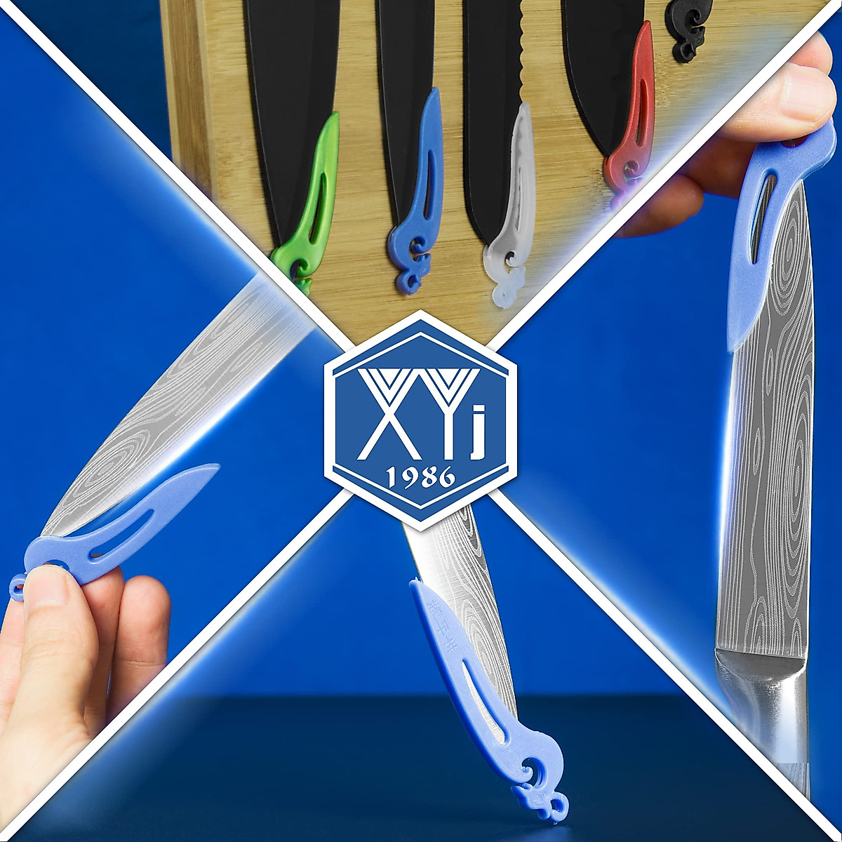 XYJ 50Pcs Knife Blade Tip Protector Plastic Knife Point Sleeves For Kitchen Chef Knives Knifehead Guard (Blue)