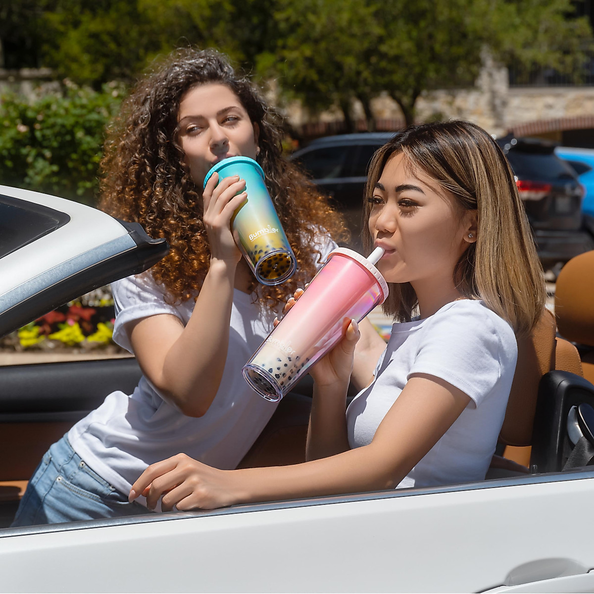 No Leak Reusable Boba Tea Cup | Tumbler in cute and unique Colors | 24 oz Large Double Wall Insulated | Wide Straw with lid and straw cleaner | Perfect for bubble milk tea or Smoothies - Blush Pink