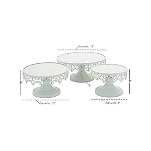 Deco 79 Vintage Metal Round Cake Stand, Set of 3 13", 10", 9"W, White