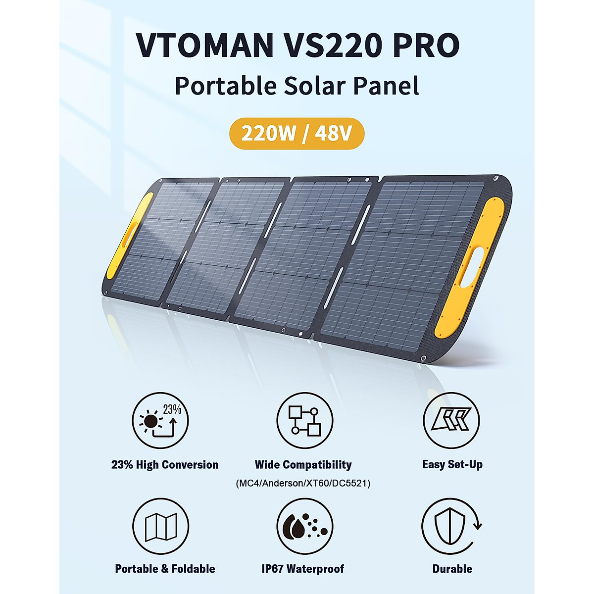 VTOMAN Solar Generator 1500W (3000W Peak) with 220W Solar Panel Included, 1548Wh LiFePO4 Power Station with 1500W AC Outlets, 100W USB Ports, 12V DC, for Home Electric Backup & RV/Van Camping