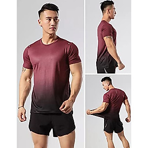 5 Pack Men’s Active Quick Dry Crew Neck T Shirts | Athletic Running Gym Workout Short Sleeve Tee Tops Bulk (Set 3, Large)