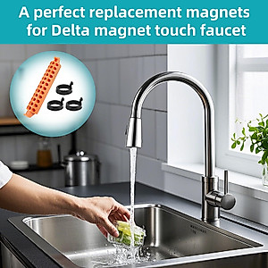 RP80977 Replacement Magnets for Delta Kitchen Faucets, Comes with a Tool to Install And Remove The Faucet Cleaning Magnets Easily - 3 Rings