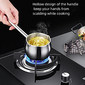 IMEEA Mini Butter Warmer with Long Handle Induction Milk Warmer Pot Small Saucepan SUS304 Tri-Ply Stainless Steel (10oz/300ml)