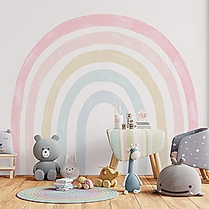 6 Pcs Rainbow Wall Decals 94.5 x 82.7 Inch Large Boho Rainbow Stickers Colorful Vinyl Baby Room Decor Peel and Stick Rainbow Wallpaper for Girls Kids Bedroom Nursery Classroom Playroom (Light Colors)