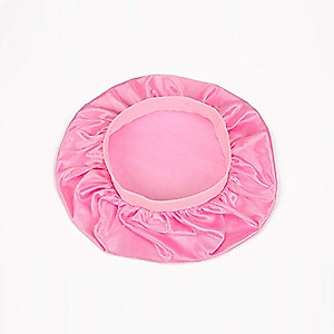 beauty YFJH Soft Satin Silk Salon Bonnet Night Sleeping Wide Band Hat Hair Loss Cap for Women Pink