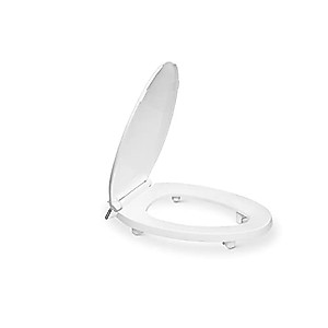 Centoco 2 inch Raised Toilet Seat for Seniors, Elongated, Closed Front with Cover, Plastic, Made in the USA, HL800STS-001, White