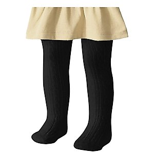 Namektch Baby Girls Tights, Seamless Knit Cotton Leggings Pants Infant Toddler Girl Stockings (Black, 1-2 Years)