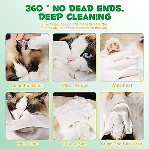 AIOBEECY Cleaning Pet Gloves Wipes for Dogs and Cats, Coconut Oil Cleaning Pet Gloves Can Nourish Fur for Puppies/Cats, Cleaning & Deodorizing Pet Gloves Wipes, Degradable Pet Wipes(Glove, 6Pcs)