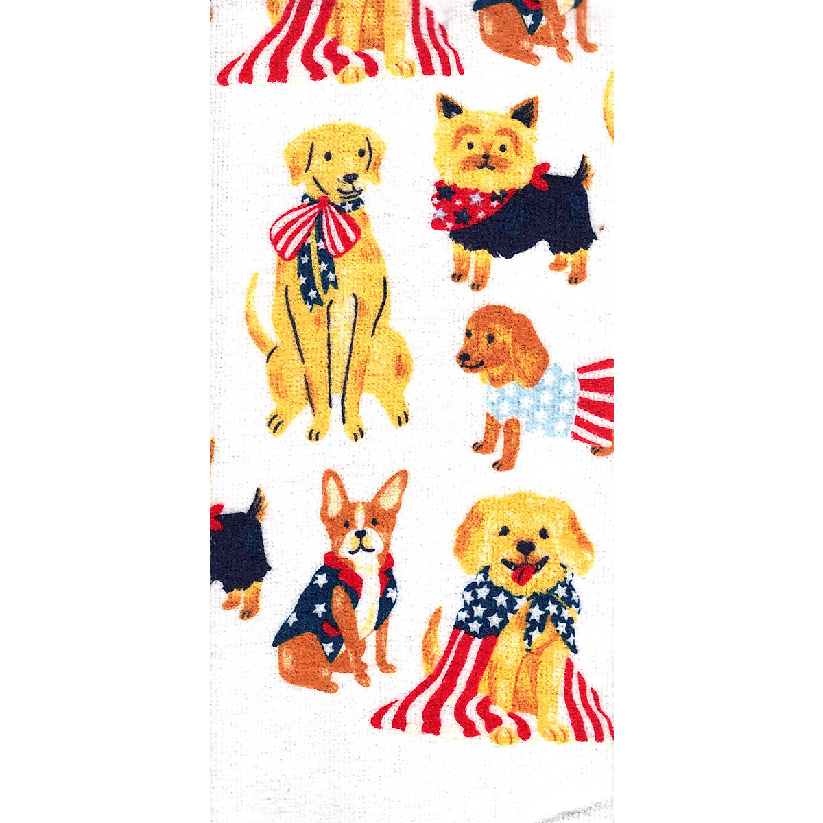 4th of July USA Home Decor Patriotic Puppy Dog Yellow Lab Kitchen Towel Set