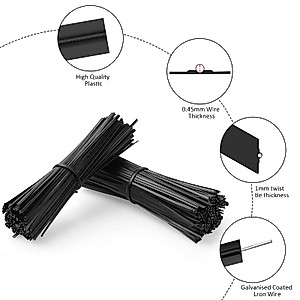 300 Pcs Twist Ties, Plastic 5" Twist Ties, Twist Ties for Bags, Wire Ties Reusable Twist Bread Ties for Household and Office Use