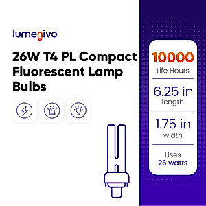 lumenivo Replacement Bulb for Philips PL-C15MM/28W/827 Philips PLC15mm 28w 27 GX32d-3 T4 Compact Fluorescent 2 pin Base - 2700K Warm White - 10000 Hours - 1600 Lumens