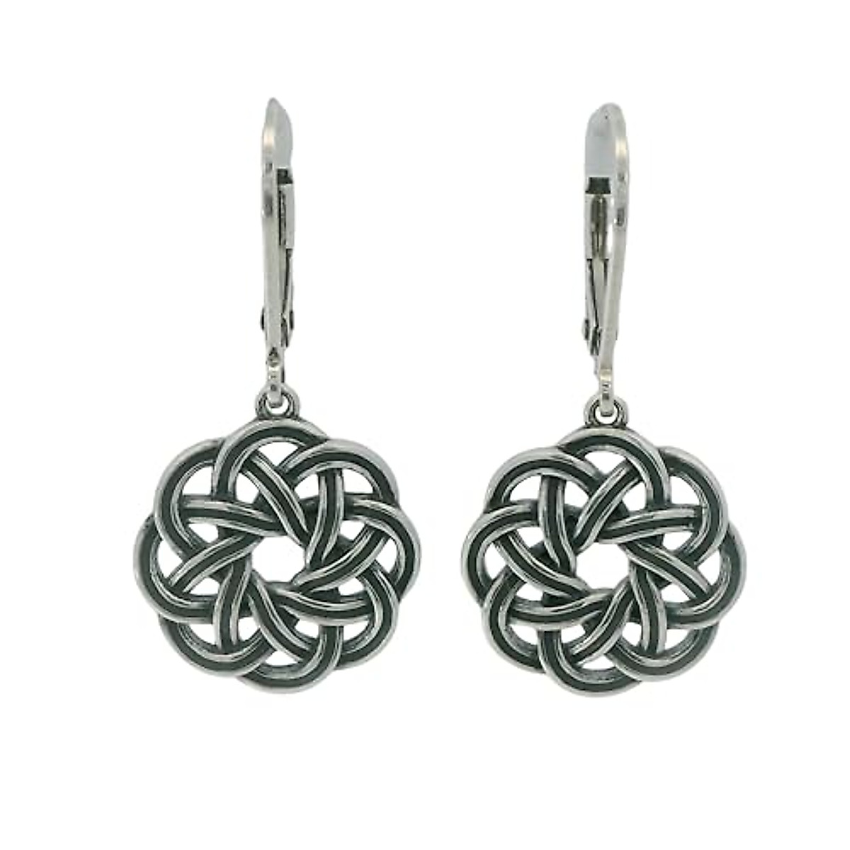 Amazon Essentials Sterling Silver Oxidized Celtic Knot Leverback Dangle Earrings (previously Amazon Collection)