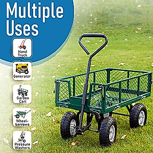 10-Inch Replacement Tire and Wheel 4.10/3.50-4" - 10” Utility Tires for Gorilla Cart, Dolly, Hand Truck, Generator, Lawnmower, Garden Wagon with 5/8” Axle Bore Hole - Double Sealed Bearings (2 pack)