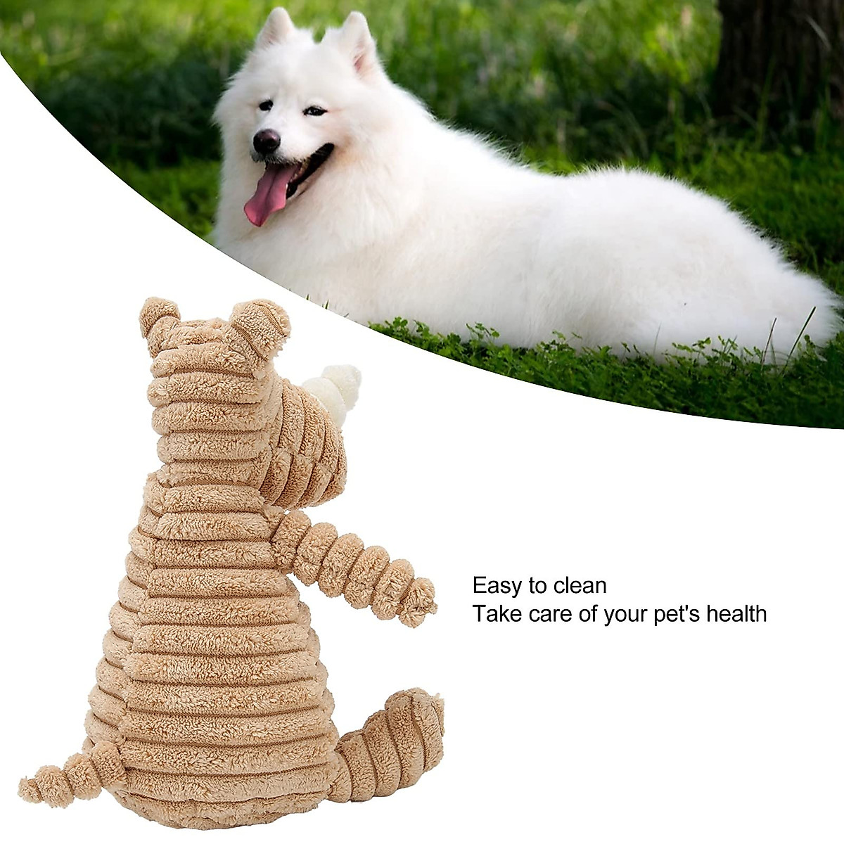 Squeaky Dog Toys, Fun Cute Rhinoceros Interactive Stuffed Plush Dog Toys, Durable Safe Molars Training Toy Bite Resistance Teeth Grinding Dog Chew Toys for Dogs Puppies Small Medium and Large Dogs