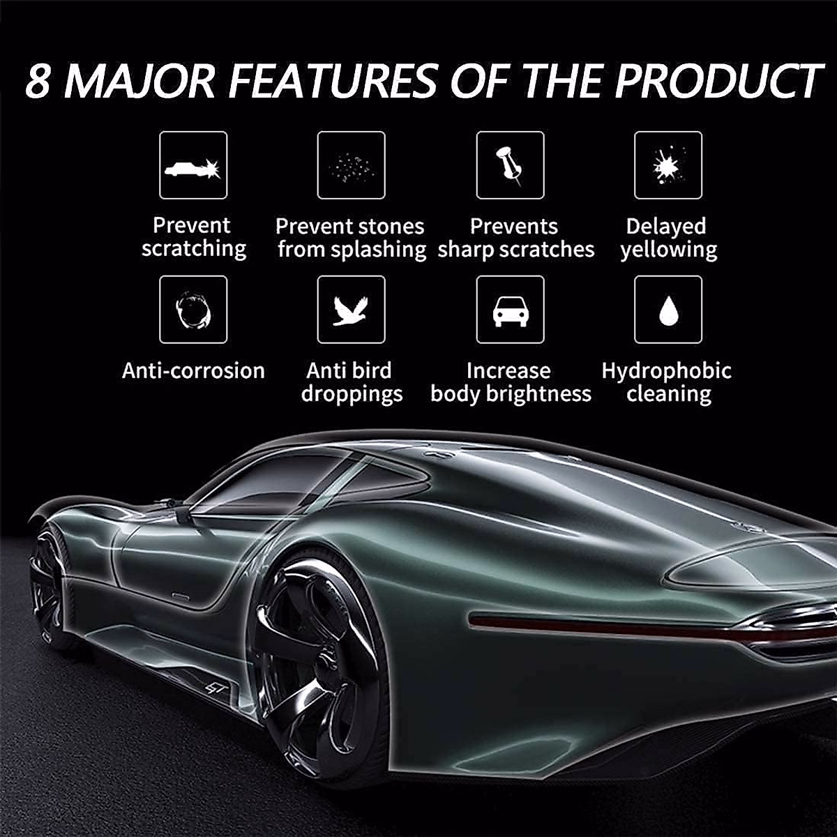 Lypumso Clear Vinyl Wrap, Transparent Protective Self Adhesive Car Wrap Film Vinyl Without Bubble Clear Gloss Paint for DIY Car Moto Interior Exterior (Clear, 1ft x 10ft)