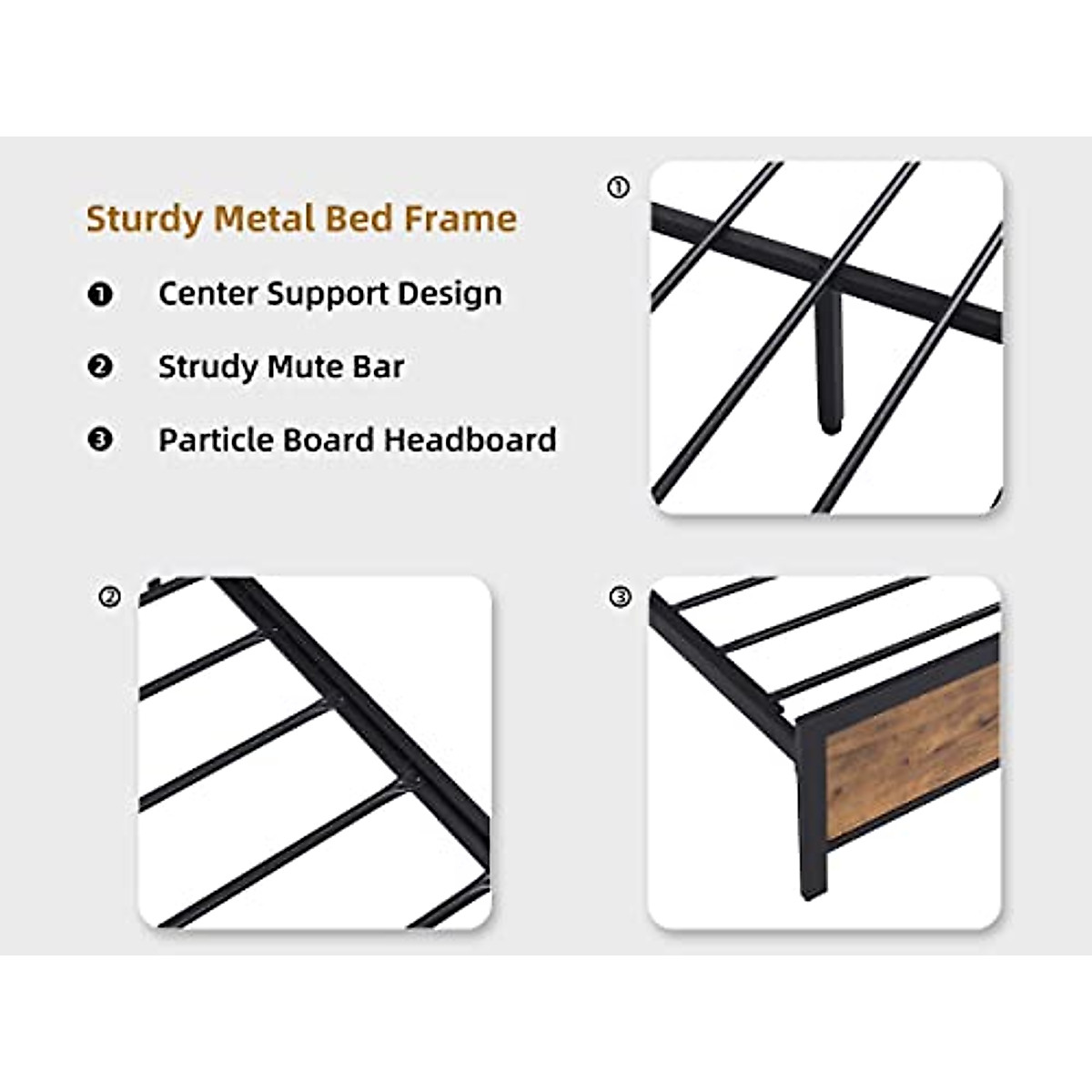 Olela Full Size Bed Frame,Metal LED Platform Bed Frame with LED Lights Headboard and Strong Slats Support,Noise-Free,No Box Spring Needed (Full)