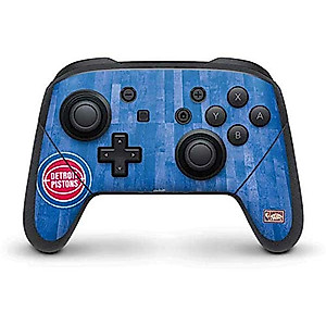 Skinit Decal Gaming Skin Compatible with Nintendo Switch Pro Controller - Officially Licensed NBA Detroit Pistons Hardwood Classics Design