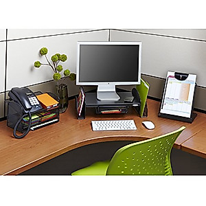 Safco Onyx Mesh Telephone Stand with Drawer, 2160BL - Office File Storage & Angled Top Platform - Powder Coated Steel - 9.25 x 11.75 x 7 Inches
