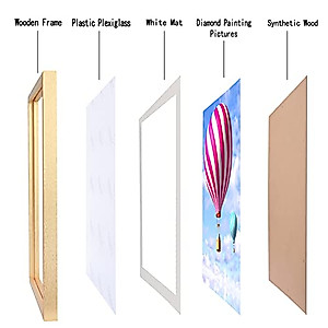 Mxtallup 12x16 Diamond Painting Frames Wood ,Display Pictures 10x14 Inch/25X35 cm with Mat or 12x16 Inch /30X40 cm Without Mat, Diamond Painting Picture Frames 30x40 Diamond Art Frames Picture Gold (TYK0024)