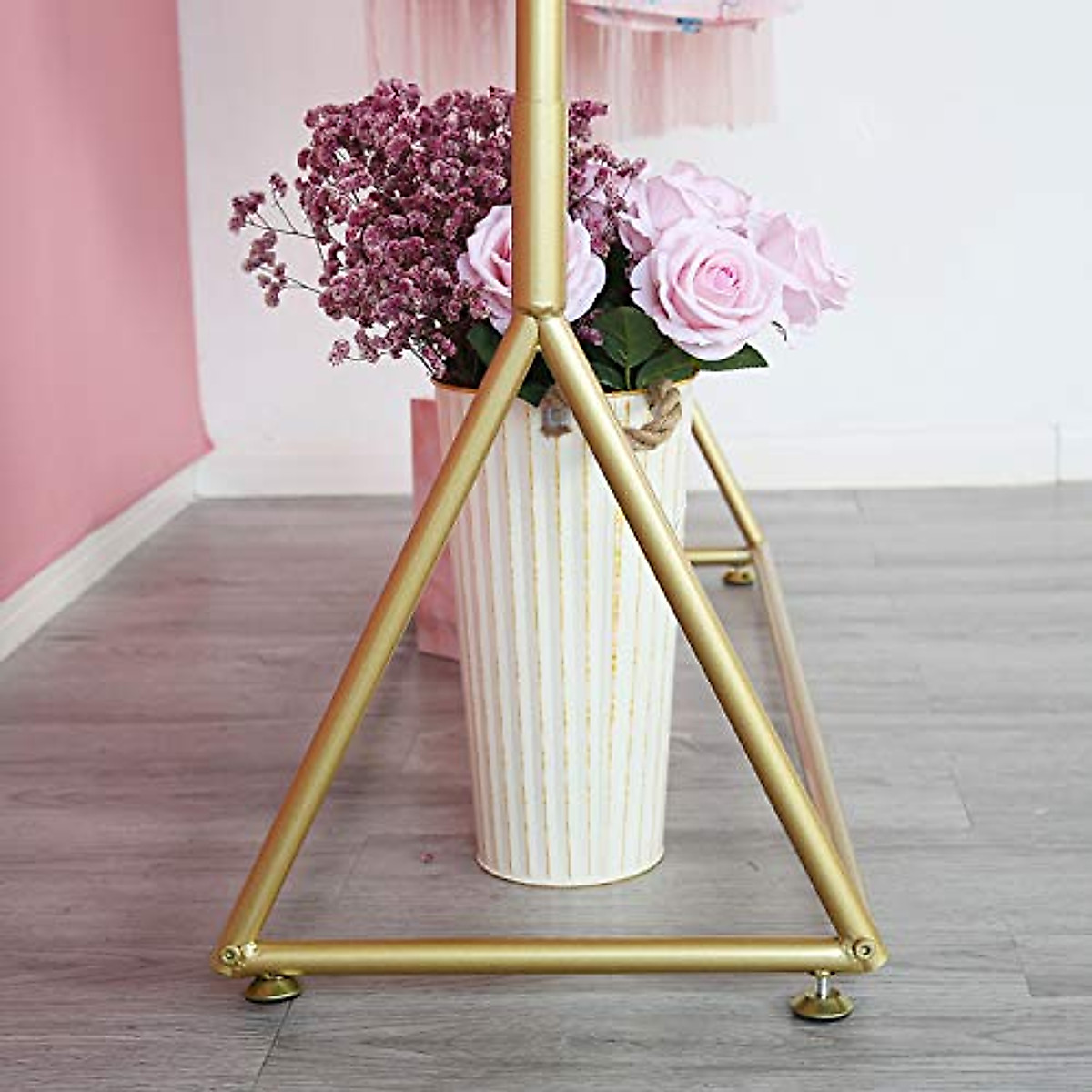 IronFashion Gold Clothing Rack, Boutique Display Clothes Rack with Wheels, Modern Garment Rack for Retail Use (47.24" L)