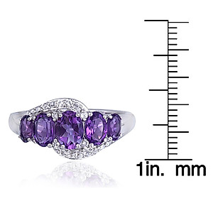 B. BRILLIANT Sterling Silver African Amethyst & White Topaz 5-Stone Ring for Women (9)