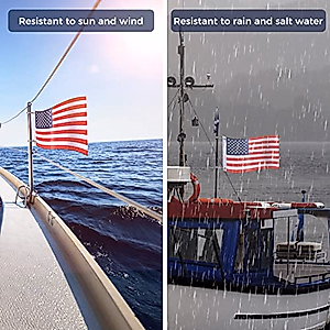 2 Pack American Boat Flag with 4 Boat Flag Pole Clamps, Marine USA Flag with Double Sided Embroidered Stars and Brass Grommets, (16"x24")