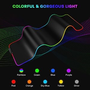YXLILI Mouse Pad Gaming Large Mouse Pads for Keyboard and Mouse Extended RGB Mouse Mat, 12 Lighting Modes, Waterproof, Non-Slip Rubber Base XXL Mousepads for Desk Computer PC Laptop-31.5 X 12inches