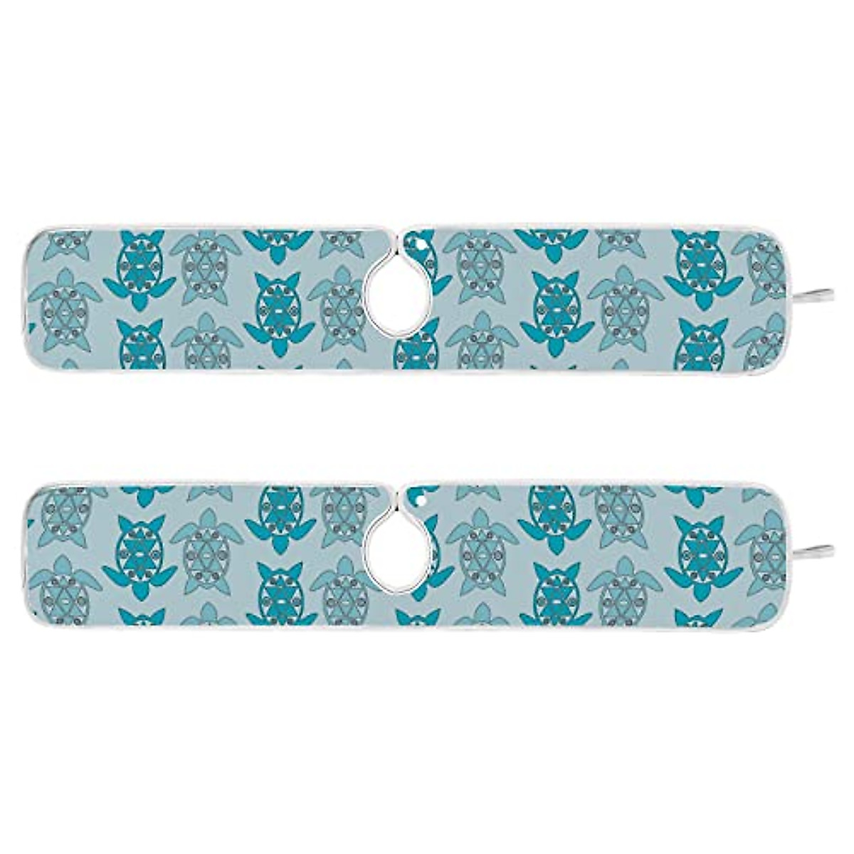2 Pack Faucet Splash Guard for Sink,Sea Turtle Teal Seamless Washable Kitchen Faucet Absorbent Mat for Sink , Sink Mats and Protectors for Kitchen, Faucet Splash Catcher for Bar