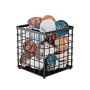 HORIAMIT Coffee Pod Holder Coffee Organizer, K Cup Holder for Counter K pod Container, Creamer Holder, Coffee Bar Accessories Basket Black K Pods Storage