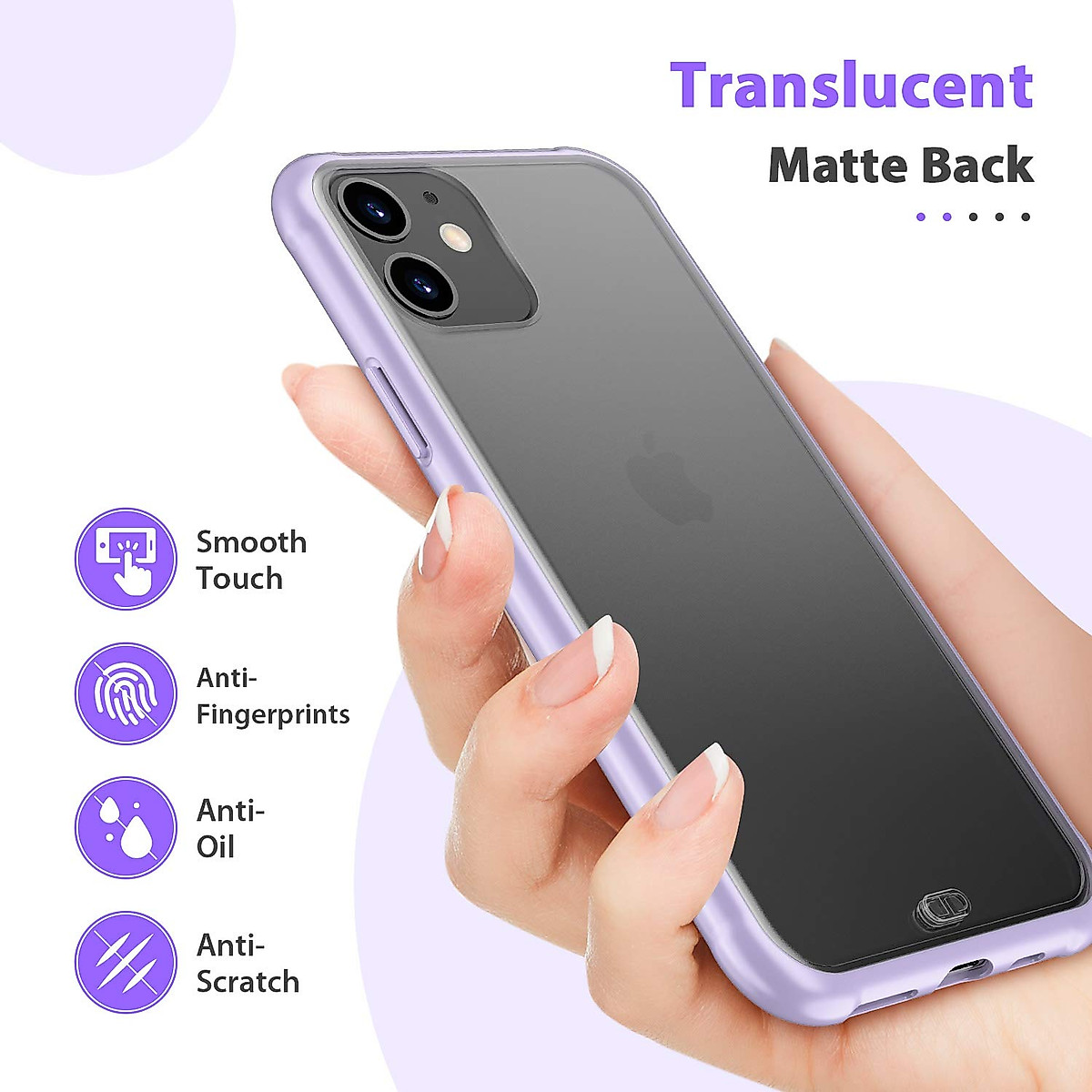 ORIbox for iPhone 11 Case Purple,Translucent Matte case with Soft Edges, Lightweight,iPhone 11 Phone Purple Case for Women Men Girls Boys Kids