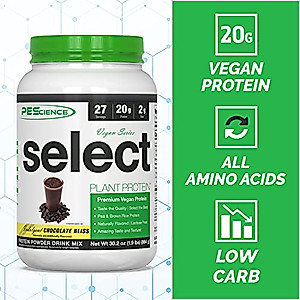 PEScience Select Vegan Plant Based Protein Powder, Chocolate, 27 Serving, Pea and Brown Rice Blend