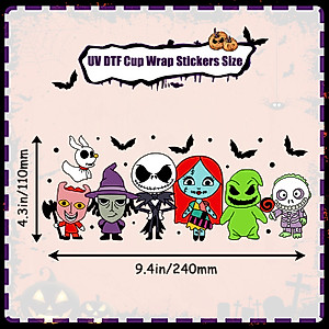 UV DTF Cup Wrap Transfer Stickers for Glass, 9 Sheet Cartoon Rub on Transfers for Crafting, UV DTF Transfer Waterproof Sticker for 16OZ Libbey Glass Cups Furniture Craft Wood DIY Crafts (Jack＆Rose)
