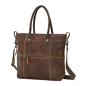 Genuine Leather Crossbody Bag with Contrast Stitching and Pocket