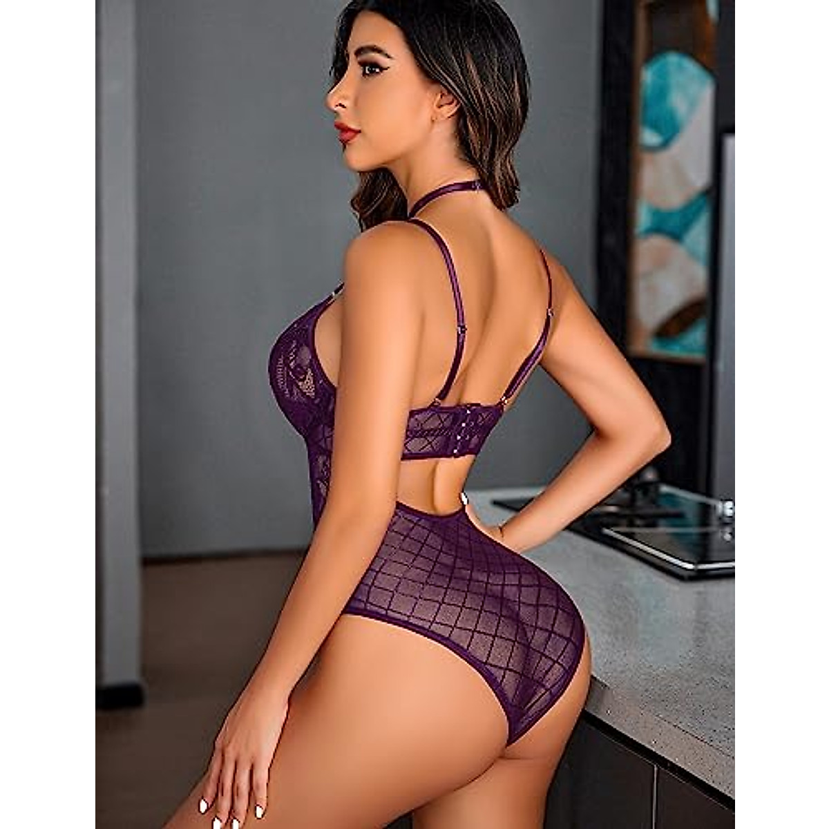 Avidlove Lingerie for Women Floral Lace Cut Out Teddy Bodysuit One Piece Teddies Babydoll