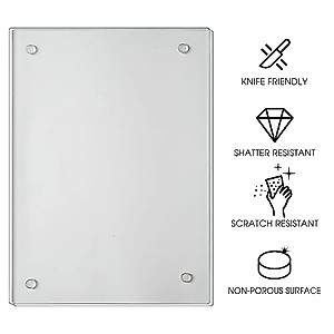 JAMBALAY Tempered Glass Cutting Board 12"x16" for Kitchen Dishwasher Safe with Rubber Feet, Scratch Resistant, Heat Resistant, Shatterproof