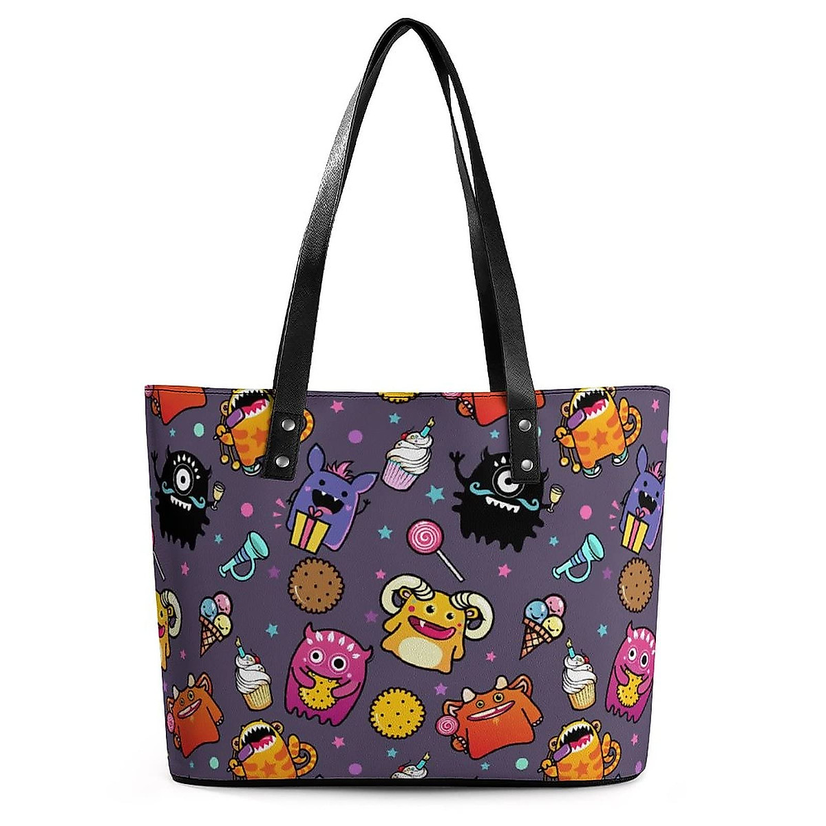 Womens Handbag Doodle Pattern Leather Tote Bag Top Handle Satchel Bags For Lady