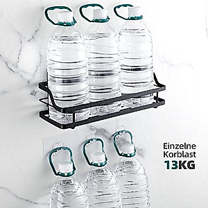 UDTAVZ Shower Caddy 2 Pack, No Drilling Shower Organizer, Shower Baskets for inside Shower, Adhesive Shower Shelves with 10 Hooks for Shampoo Soap Towel, Matte Black