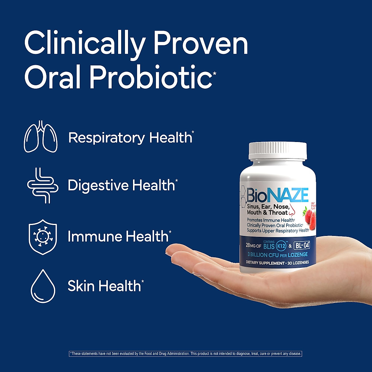 Bionaze Oral Probiotic K12 & BL-04 for Sinus, Tonsil Stones, Bad Breath, Post Nasal Drip, Throat, Mouth, Teeth & Gut - Improve Oral & Respiratory Health. Clinically Proven Oral Probiotic Strains 30 ct