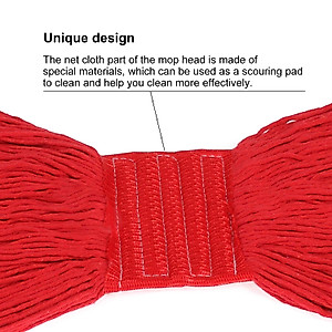 Heavy Duty Wet Industrial Cleaning Mop Head – Mop Head Replacement Perfect Cotton Washable Mop Head Replacement for Commercial & Home Cleaning（RED）