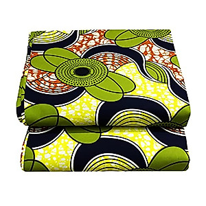 Vkceeool Ankara Wax Fabric African Bazin Print Fabric Kente Cloth Fabric 6 Yard (Fabric-B11)