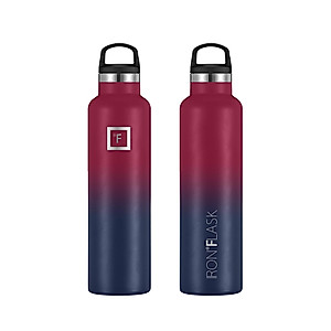 IRON °FLASK Sports Water Bottle - 3 Lids (Narrow Straw Lid) Leak Proof Vacuum Insulated Stainless Steel - Hot & Cold Double Walled Insulated Thermos, Durable Metal Canteen - Dark Rainbow, 24Oz