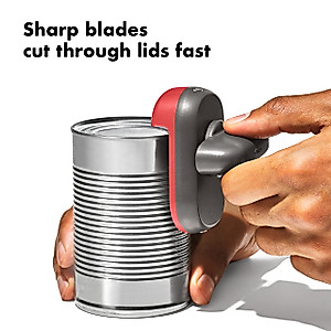 OXO Outdoor Kitchen Compact Can Opener with Built-In Bottle Opener,Red/Grey