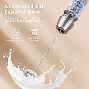 Maestri House Rechargeable Milk Frother, Handheld Electric Foam Maker Waterproof Detachable Stainless Steel Whisk Drink Mixer Foamer for Lattes, Cappuccino, No Stand