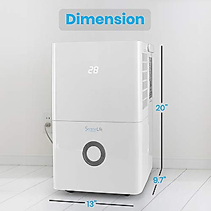 SereneLife 50-Pint Electric Home Compact Dehumidifier - 3000 Square Feet Quiet Electric Dehumidifiers For Home Closet Basement w/ 4L Water Tank Capacity, Removes Moisture - SereneLife SLDEHU50, White