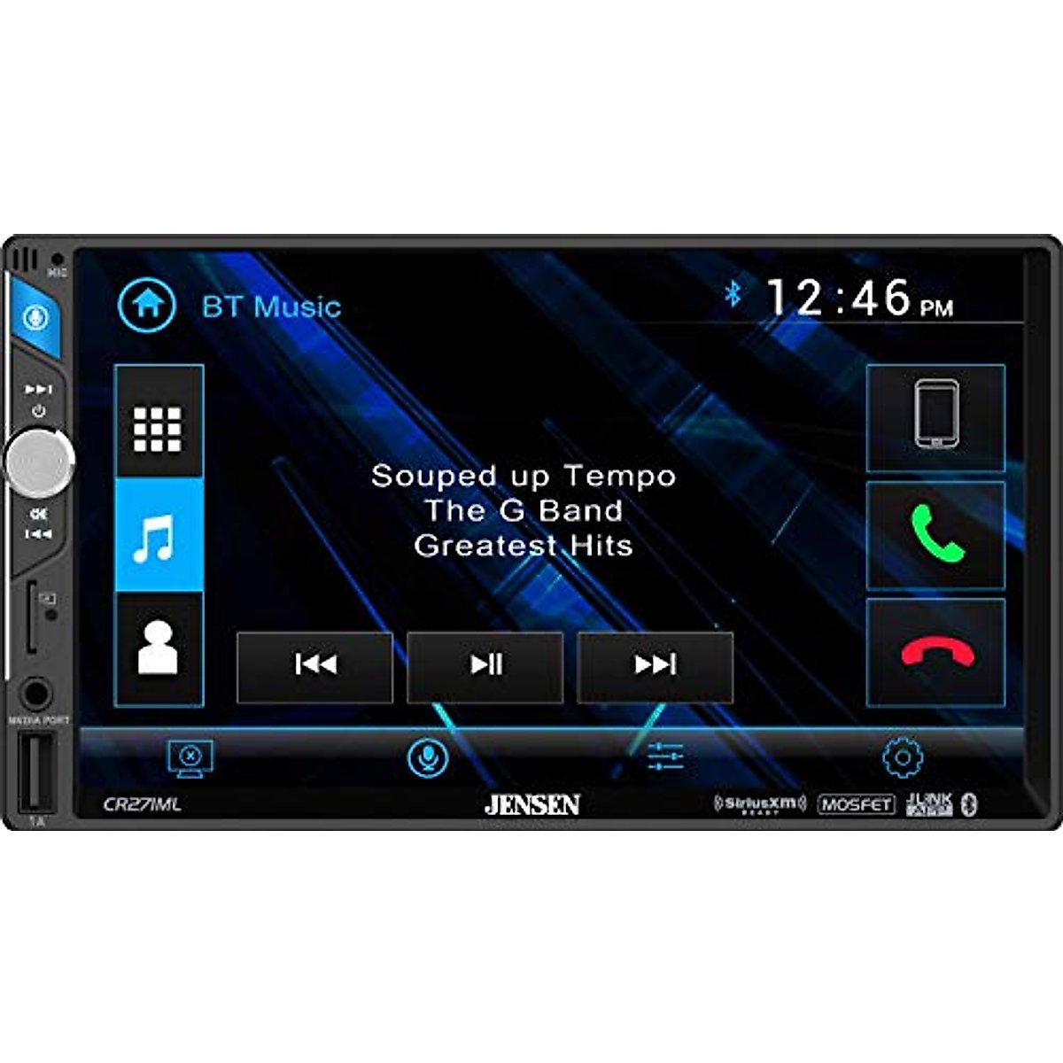 Jensen CR271ML 7 inch LED Digital Multimeda Touch Screen Double Din Car Stereo | SiriusXM-Ready l Push to Talk Assistant | Backup Camera Input | Bluetooth | USB Fast Charging | microSD