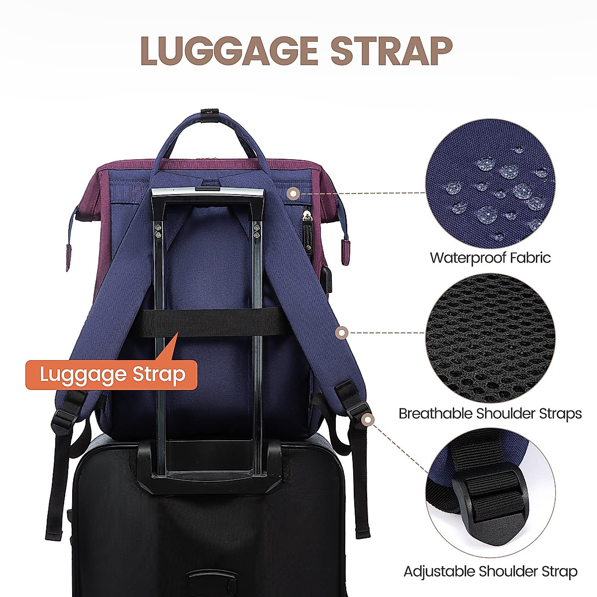 LOVEVOOK Laptop Backpack for Women, 15.6 Inch Work Business Backpacks Purse with USB Port, Large Capacity Nurse Bag College Bookbag for School, Waterproof Casual Daypack for Travel